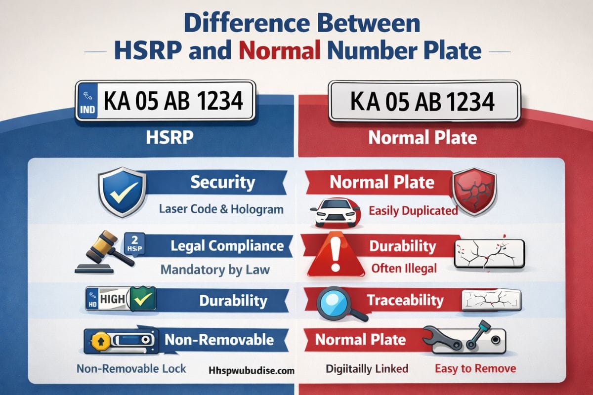 Difference Between HSRP And Normal Number Plate